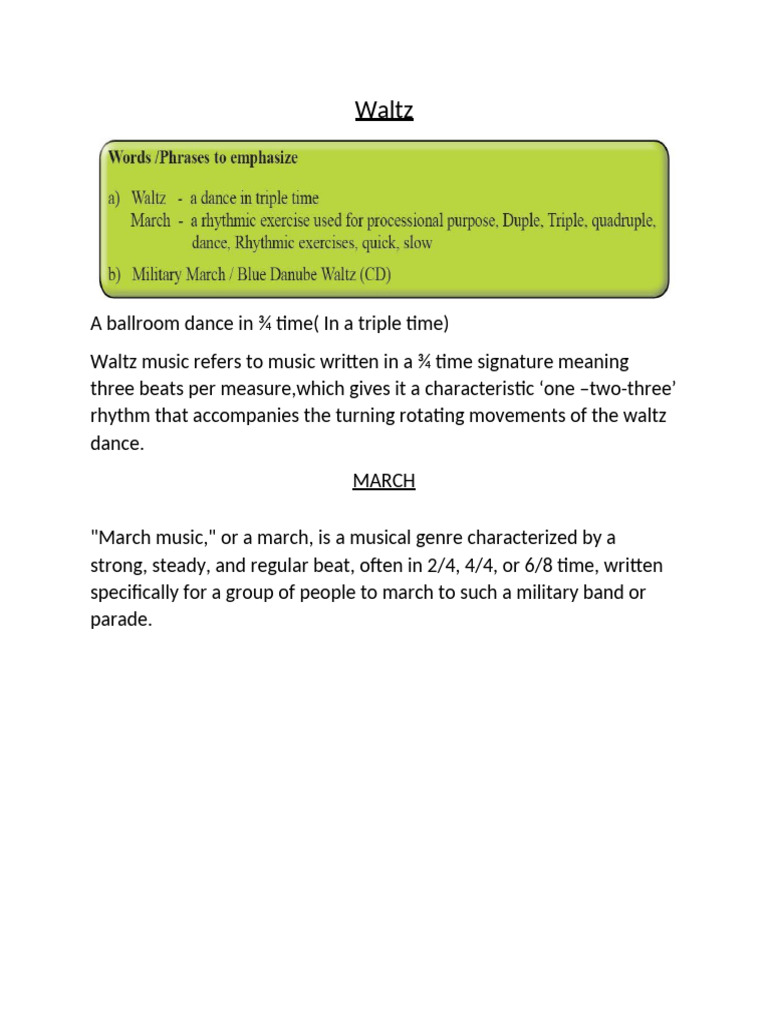 Overview of Waltz and March Music | PDF