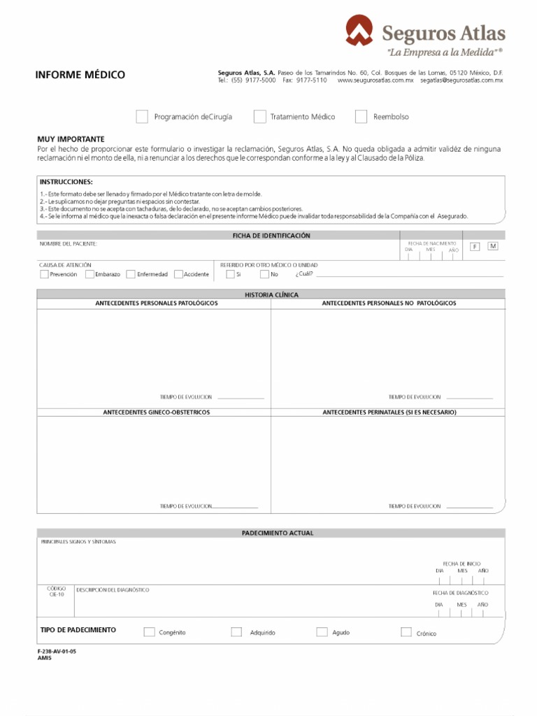 Informe Médico Atlas | PDF