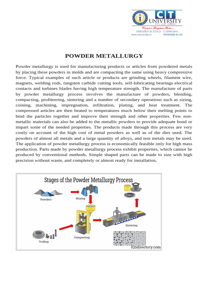 Powder Metallurgy Process Overview | PDF | Sintering | Metals