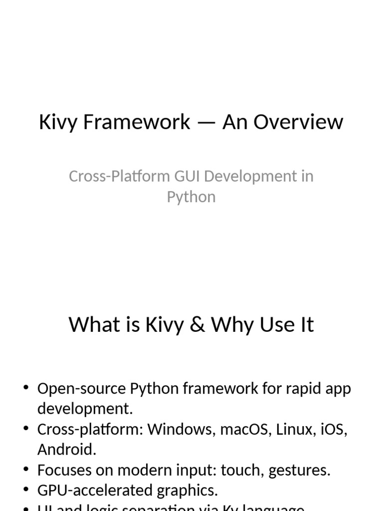 Kivy Framework Presentation | PDF