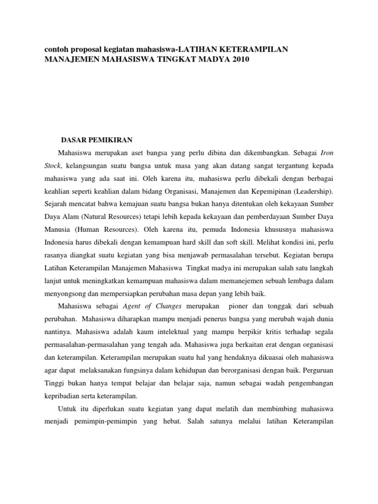 Contoh Proposal Kegiatan Mahasiswa | PDF