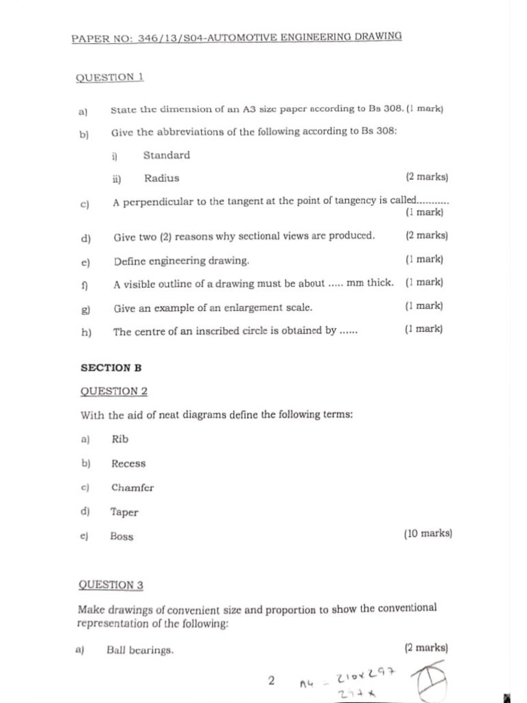 Engineering Drawing 2024 Paper | PDF