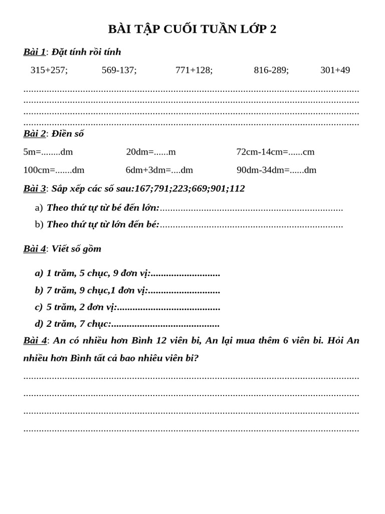 Bai Tap Cuoi Tuan | PDF