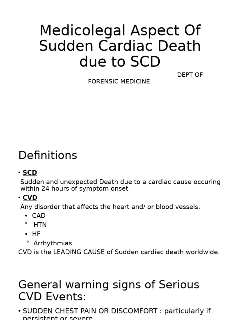 Medicolegal Insights on Sudden Cardiac Death | PDF