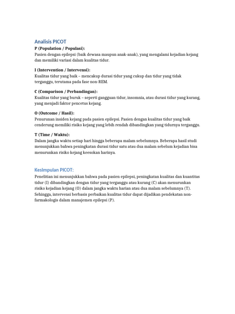 Analisis PICOT EpilepsiTidur | PDF