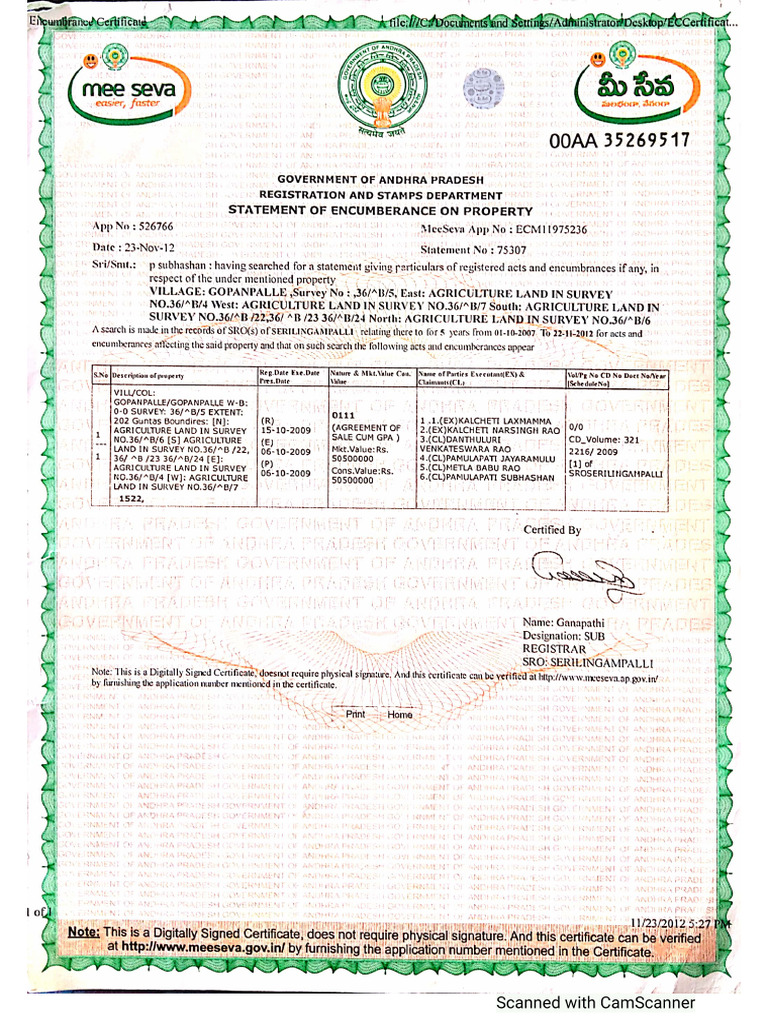 Gopanpally Site V.important Documents | PDF