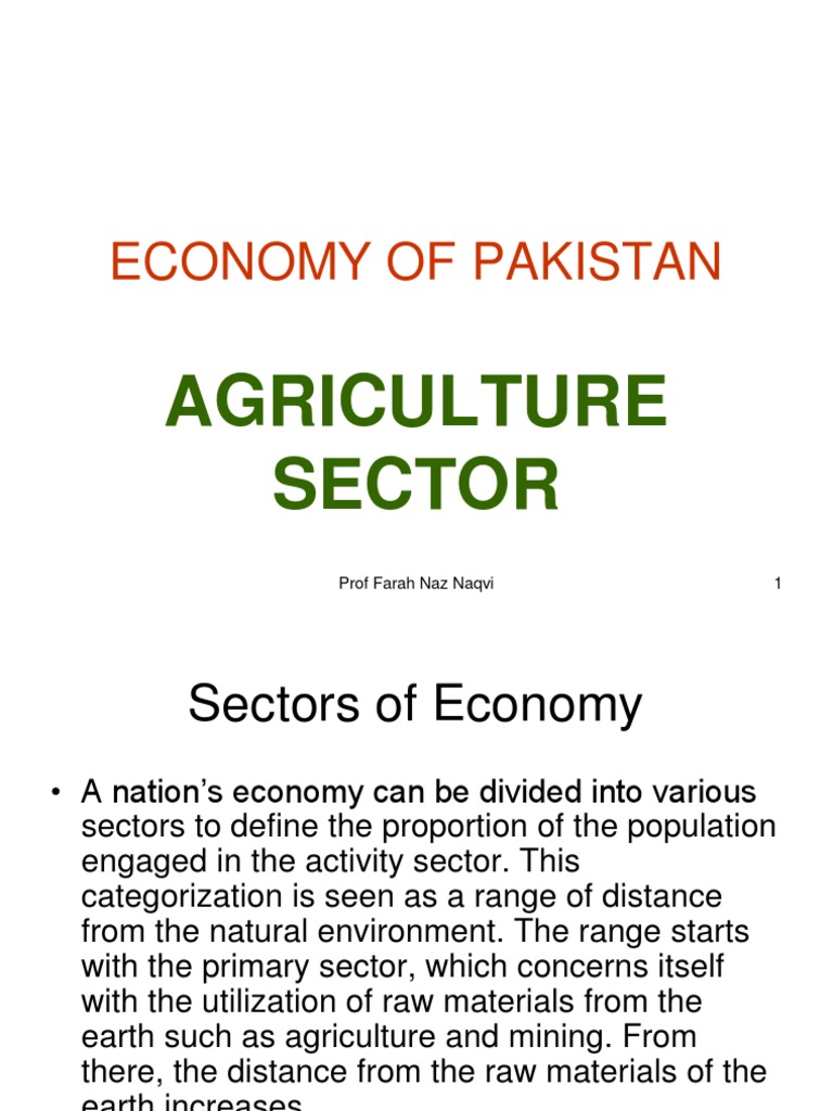 Economy of Pakistan: Agriculture Sector | PDF | Water Resources ...