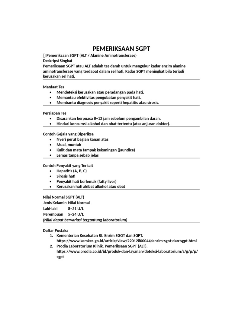 Pemeriksaan Sgpt | PDF
