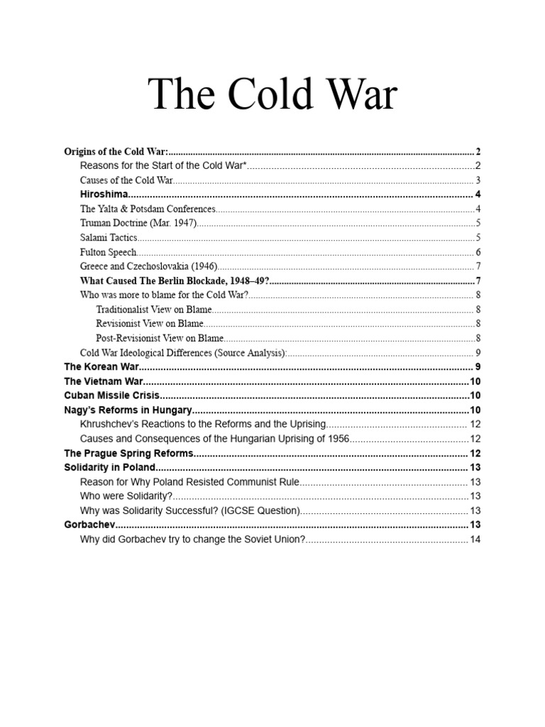 Complete History Notes 24 - 25 | PDF | Cold War | Soviet Union