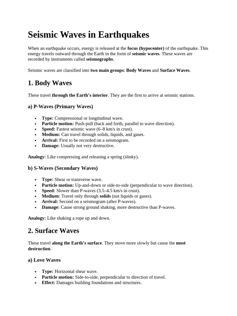 Seismic Waves in Earthquakes | PDF