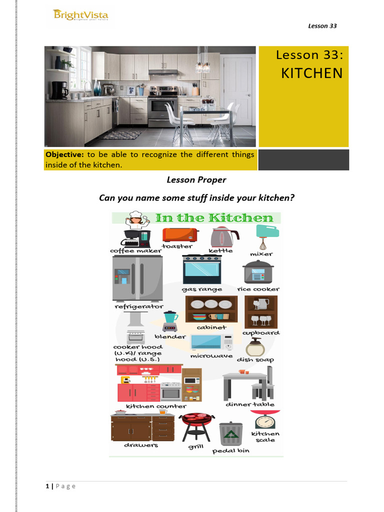 Kitchen Vocabulary and Cooking Dialogue | PDF