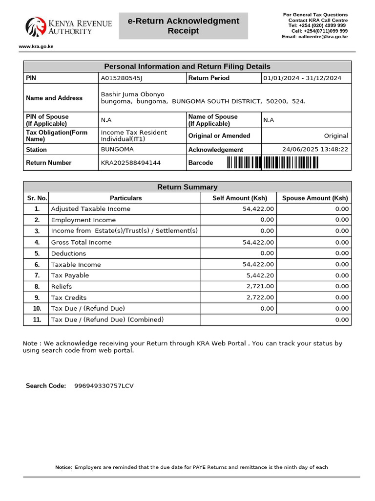 Receipt - 2025-06-24T134910.209 | PDF | Public Finance | Taxation