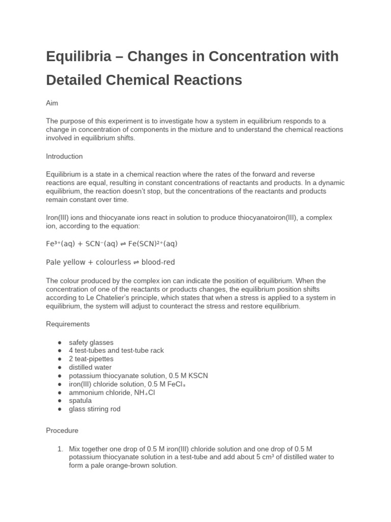 Equilibria – | PDF | Chemical Equilibrium | Chemical Reactions