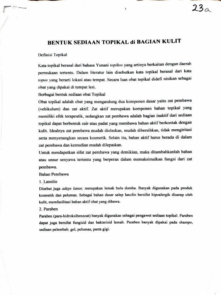 Bentuk Sediaan Topikal untuk Kulit | PDF