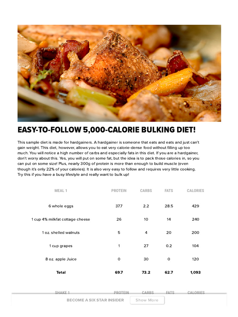 Easy-To-Follow 5,000-Calorie Bulking Diet! - Six Star Pro Nutrition ...