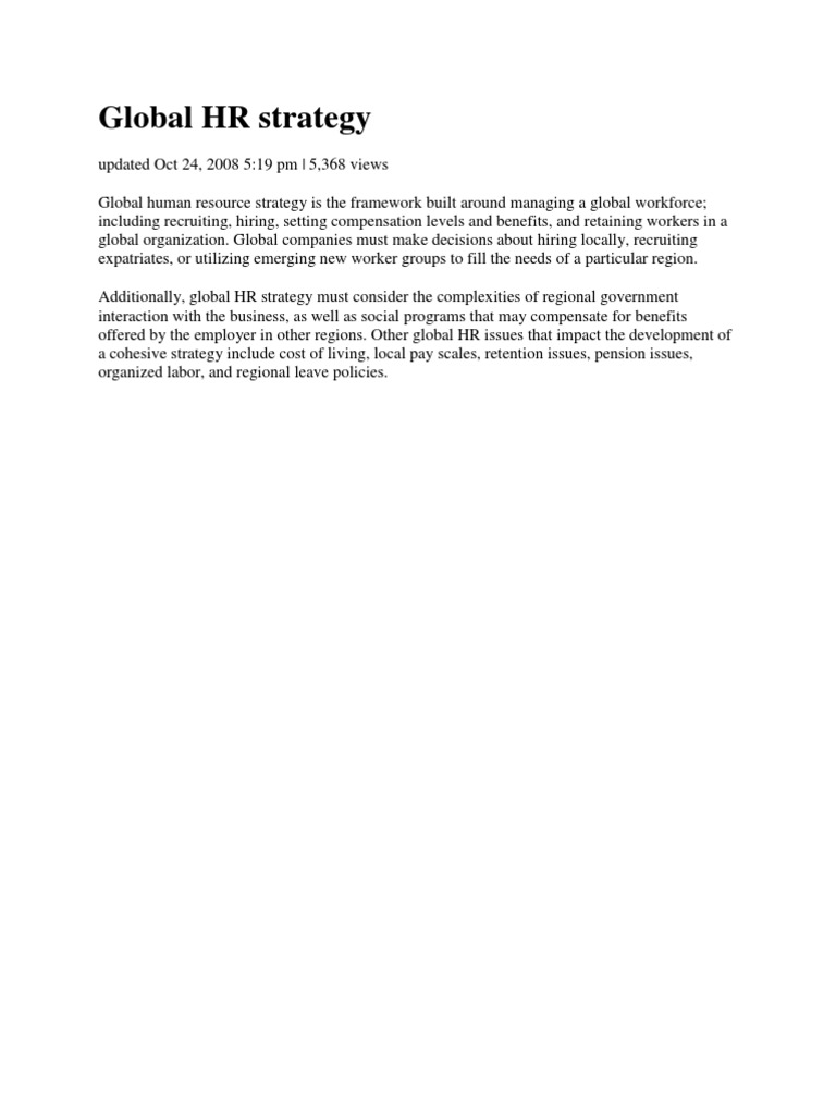 Global HR Strategy | PDF