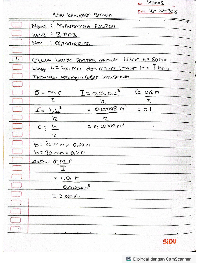 Muhammad Fauzan 3ppb Tugas Ilmu Kekuatan Bahan | PDF