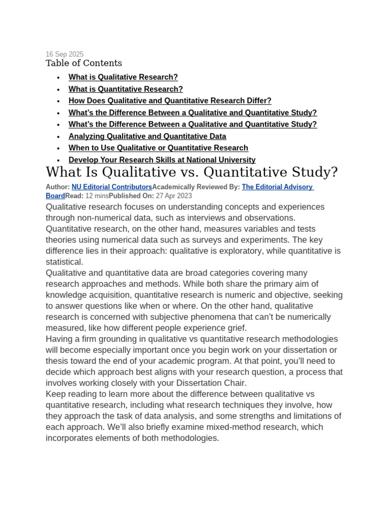Qualitative vs Quantitative Research Explained | PDF | Quantitative ...