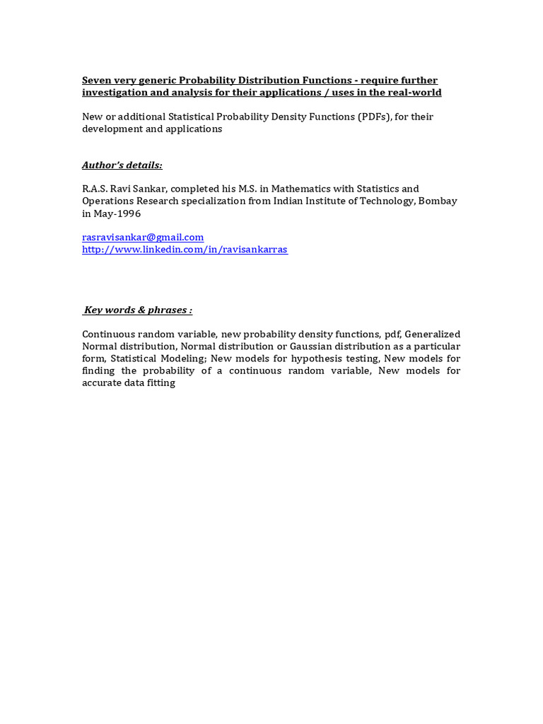 New Probability Density Functions Analysis | PDF | Probability Density ...