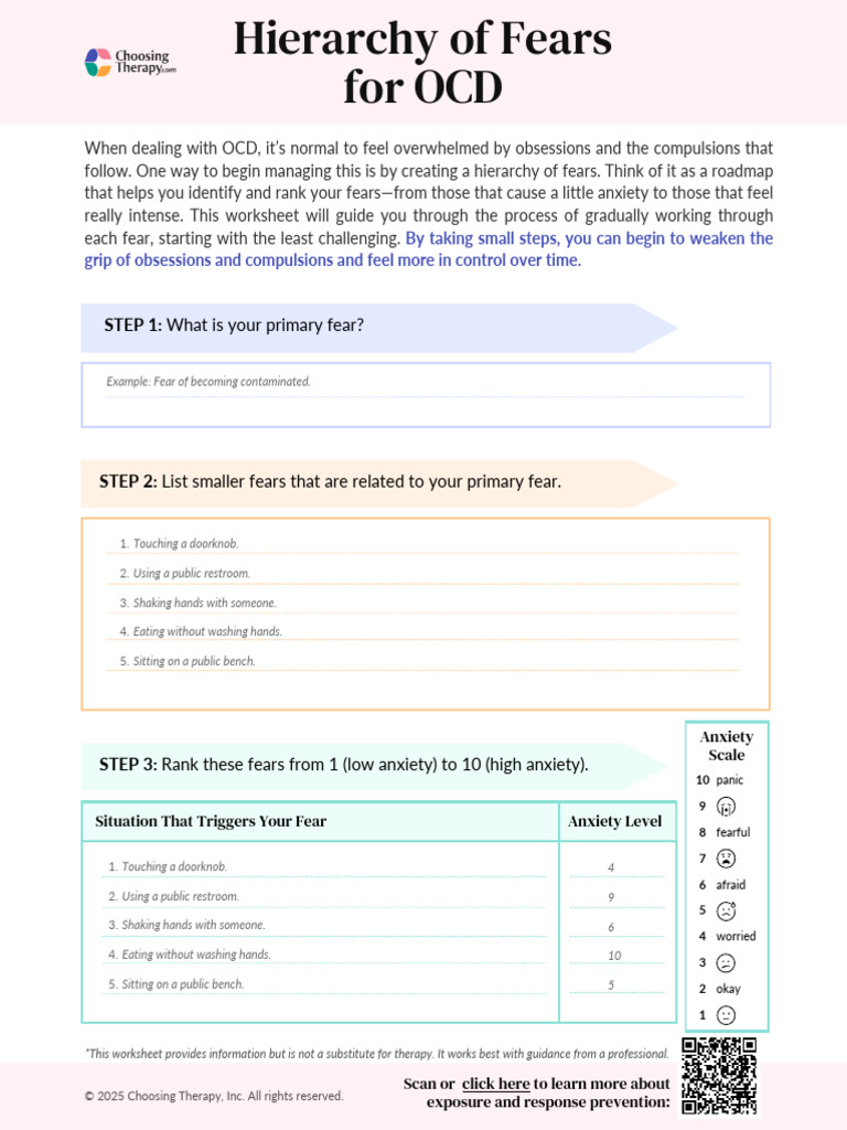OCD Fear Hierarchy Worksheet Guide | PDF | Obsessive–Compulsive ...