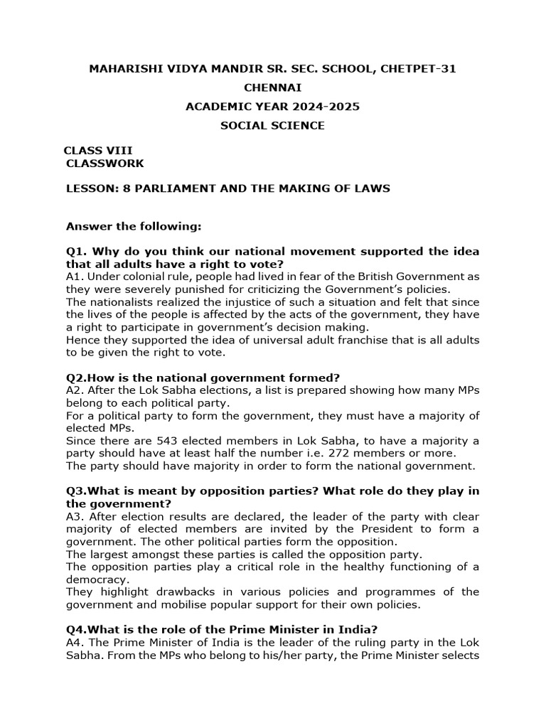 Parliament and The Making of Laws | PDF | Accountability | Elections
