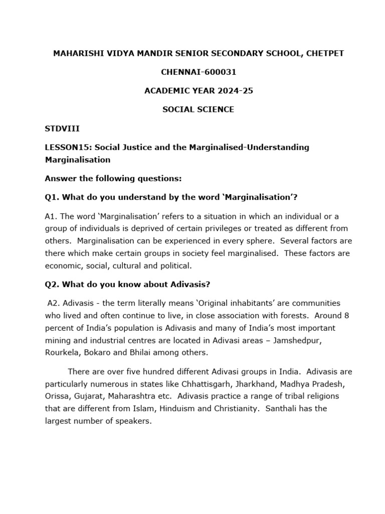 Understanding Marginalisation in Society | PDF | Social Inequality ...