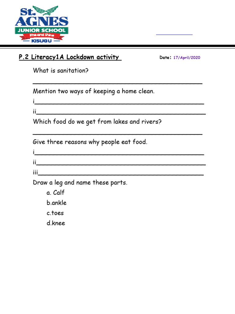P.2 Literacy1A Lockdown Activity | PDF
