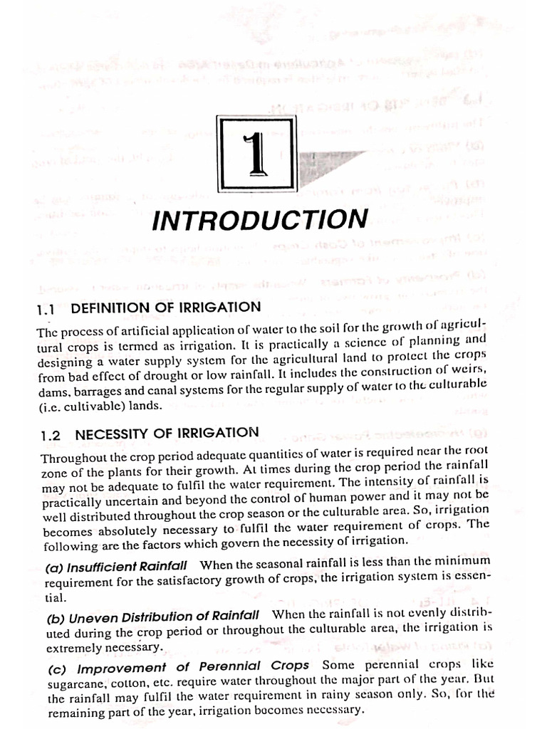Irrigation Engineering Unit 1 | PDF