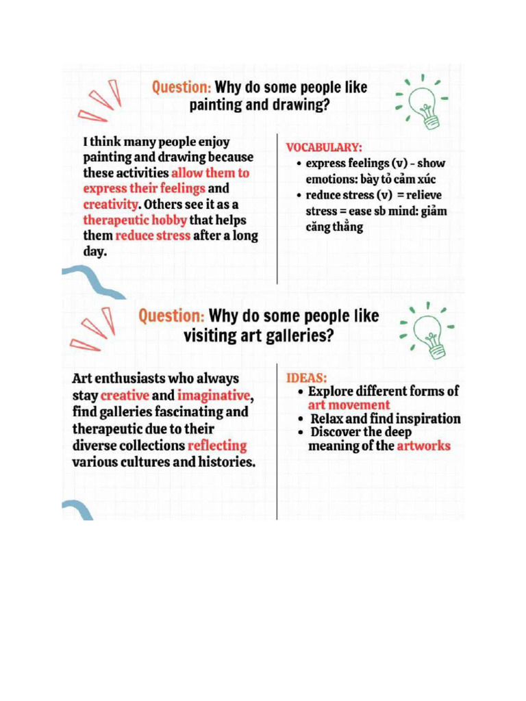 Ielts Speaking Part 1 - Painting and Drawing | PDF