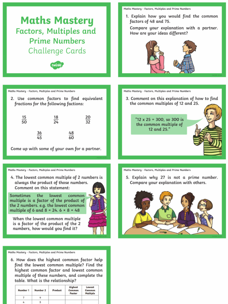 Year 6 Calculation Factors Multiples and Prime Numbers Maths Mastery | PDF