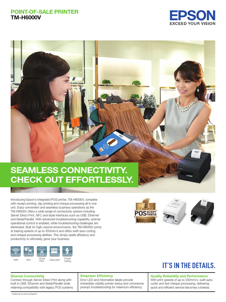 Epson TM-H6000V POS Printer Overview | PDF | Printer (Computing ...