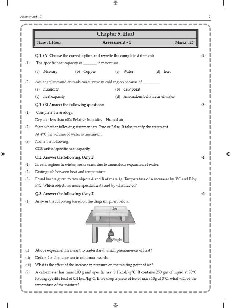 Chapter - 5 Heat - Assessment - 1 | PDF | Heat | Humidity