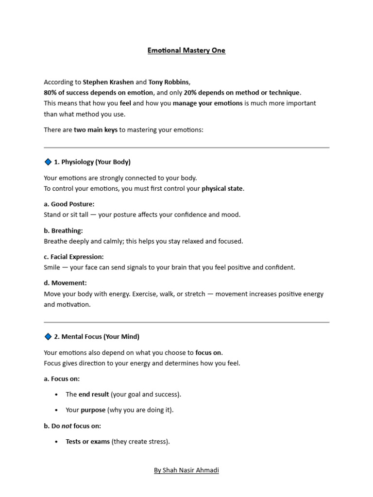 Mastering Emotions for Success | PDF | Walden | Emotions