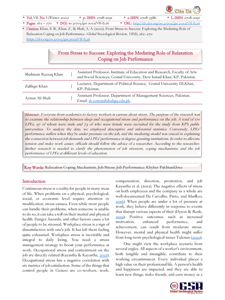 paper No 34 | PDF | Occupational Stress | Stress (Biology)