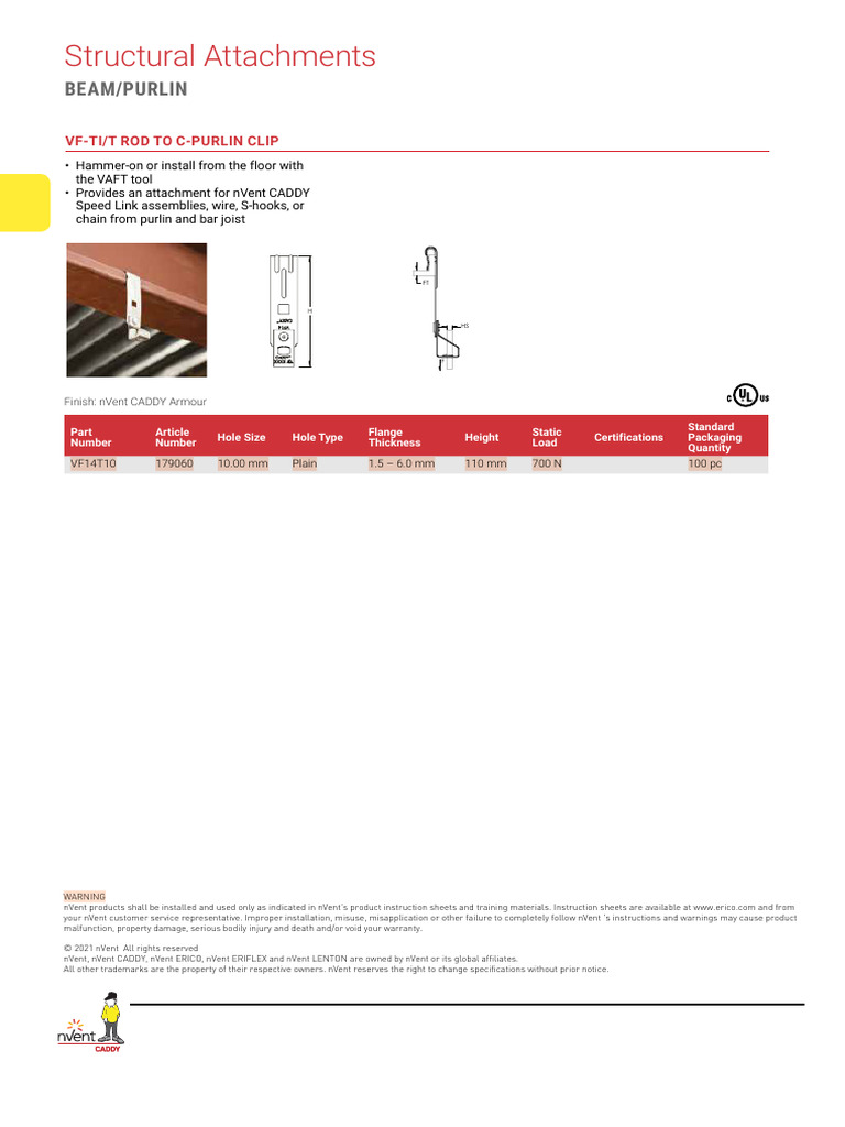 VF Ti T Rod To C Purlin Clip Caddy | PDF