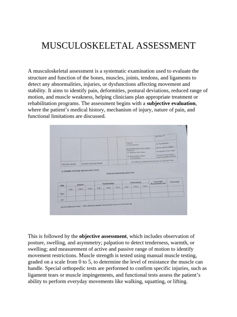 Comprehensive Musculoskeletal Assessment | PDF