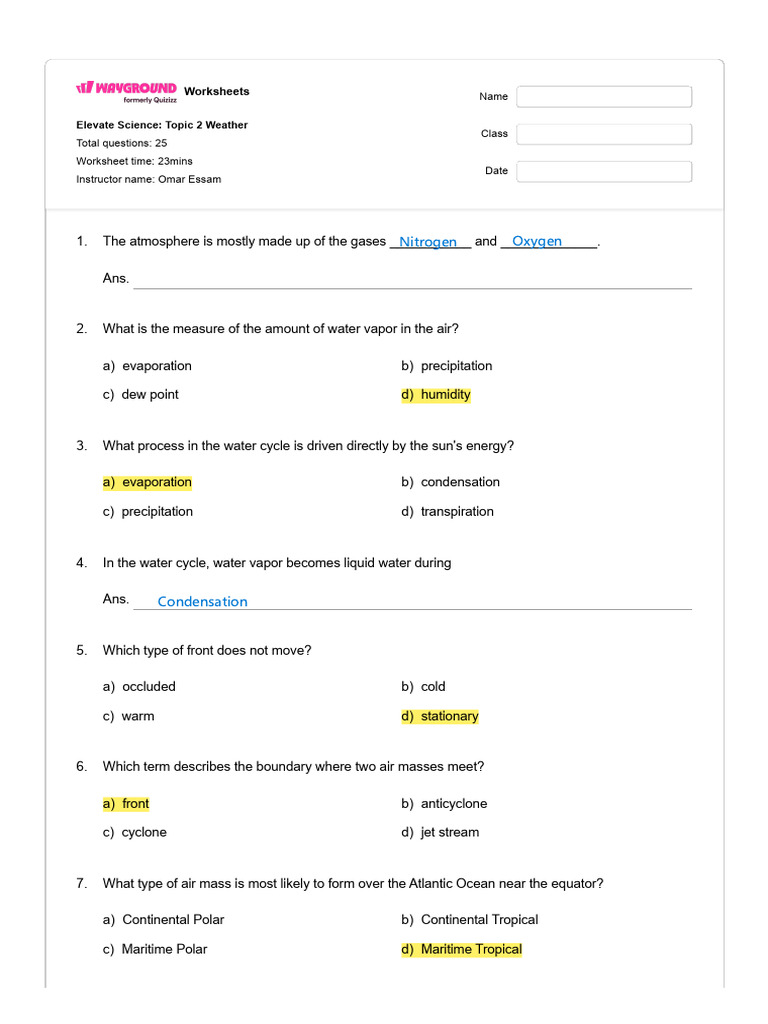 Elevate Science - Topic 2 Weather - Wayground | PDF | Precipitation ...