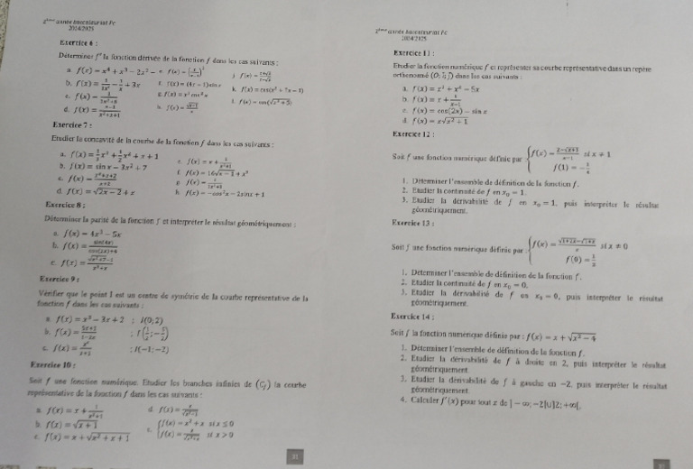 Serie d'Exercice Math 2 Bac Spc Lycée Meknes | PDF