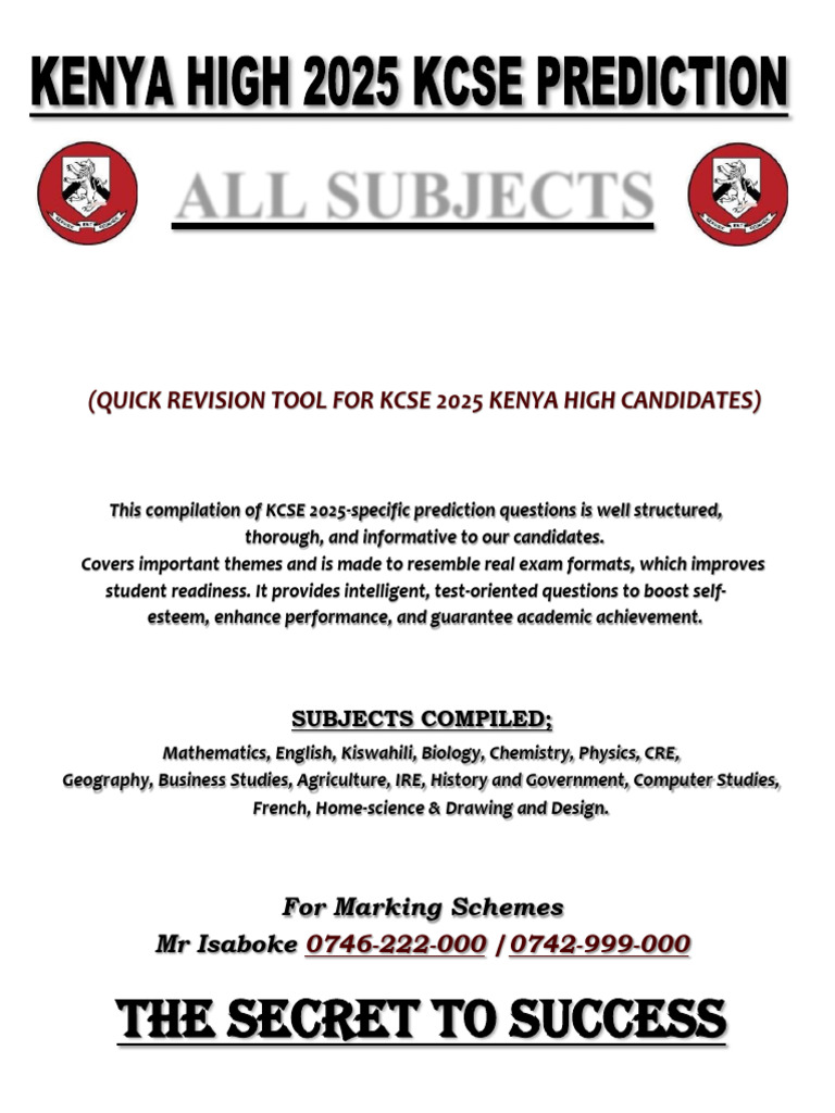 KCSE 2025 Prediction Questions Guide | PDF | Genotype | Radiation