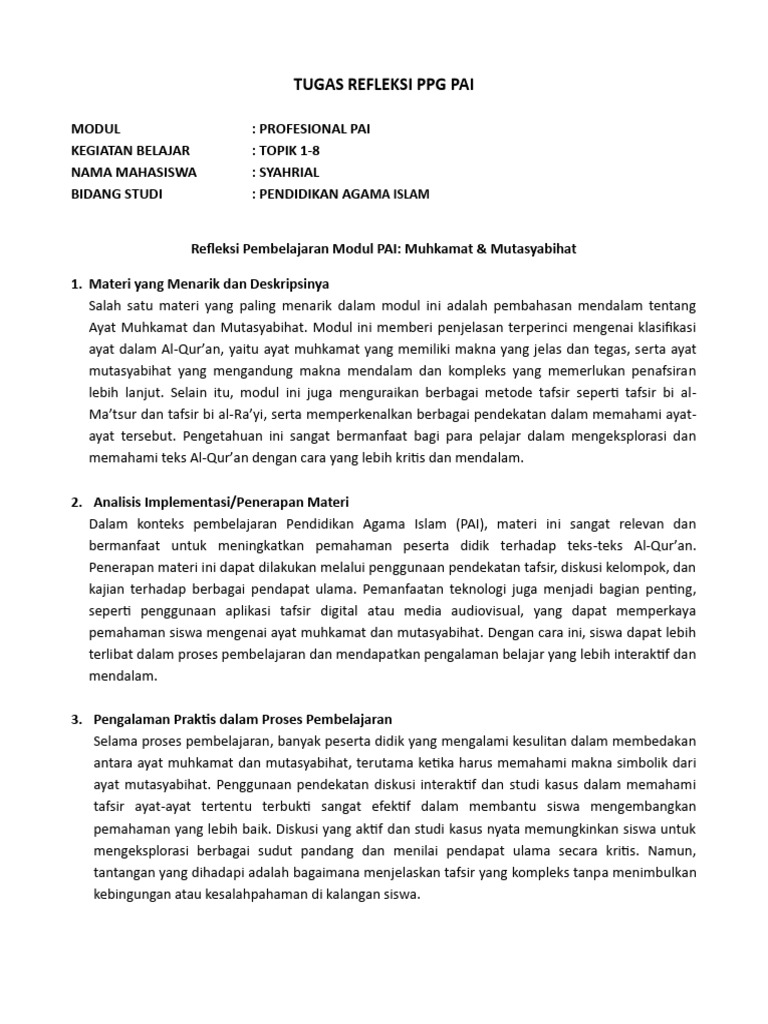 Refleksi Syahrial | PDF