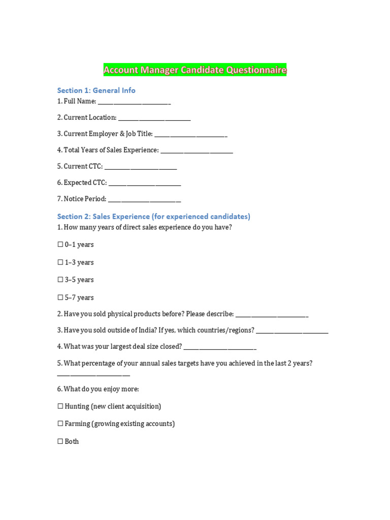 SG-Account Manager Questionnaire Checkbox (3) - 1 | PDF