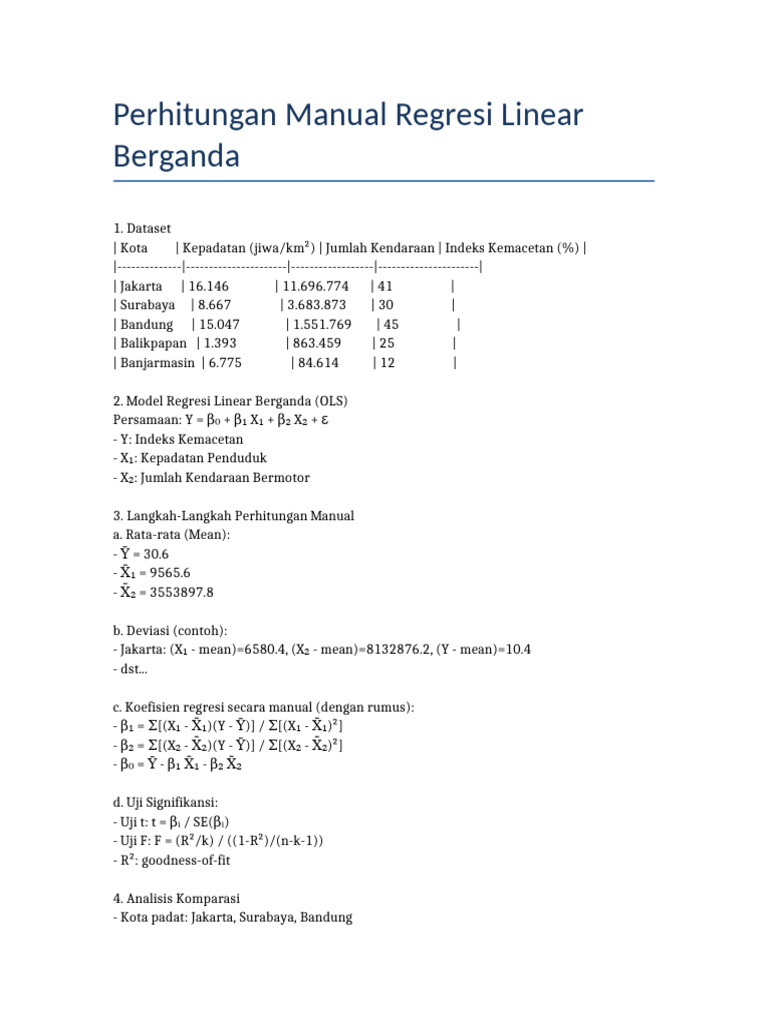 Perhitungan Regresi Linear Berganda | PDF