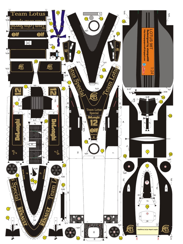 Lotus 98t (1986) Lotus Team - Ayrton Senna (Spinler) Stampa Paper Craft ...