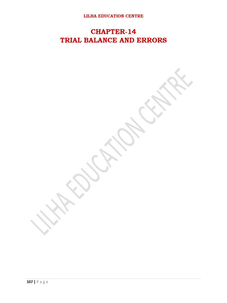 Class 11 Theory Book Chapter 14 Trial Balance and Errors 1 | PDF ...