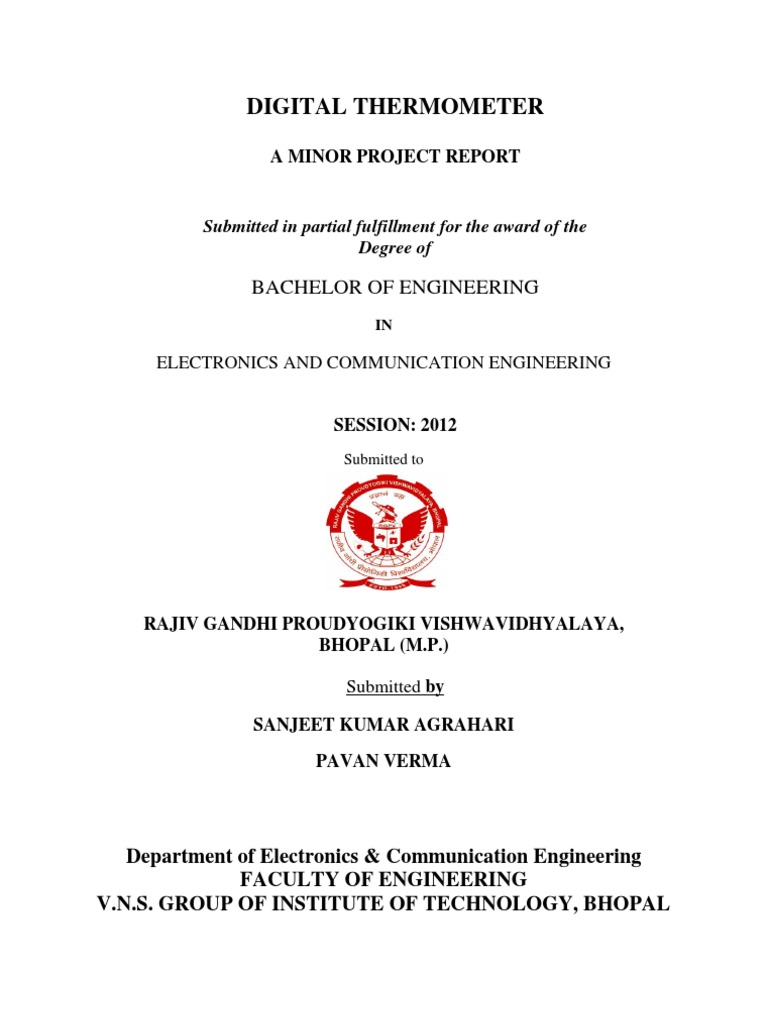 Digital Thermometer: Bachelor of Engineering | PDF | Science Technology ...