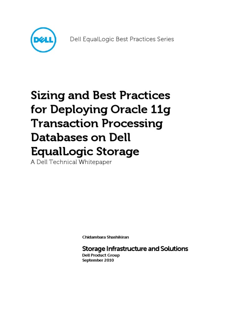 Sizing and Best Practices For Deploying Oracle 11G Transaction Processing Databases On Dell ...