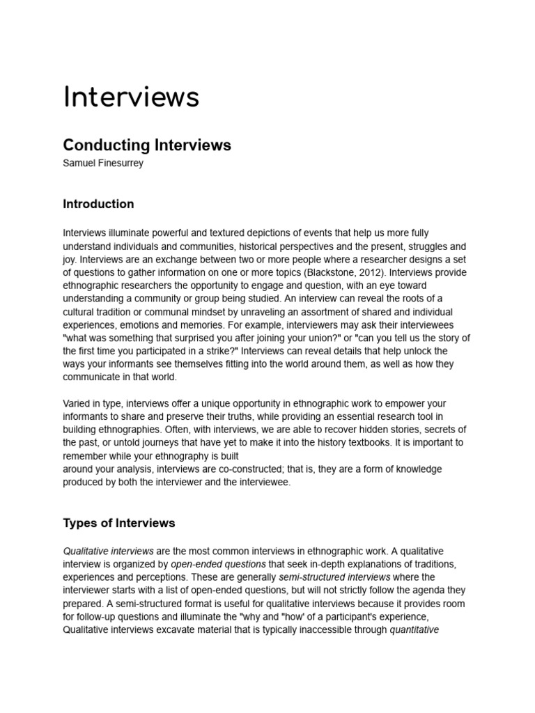 Interviews | PDF | Interview | Qualitative Research