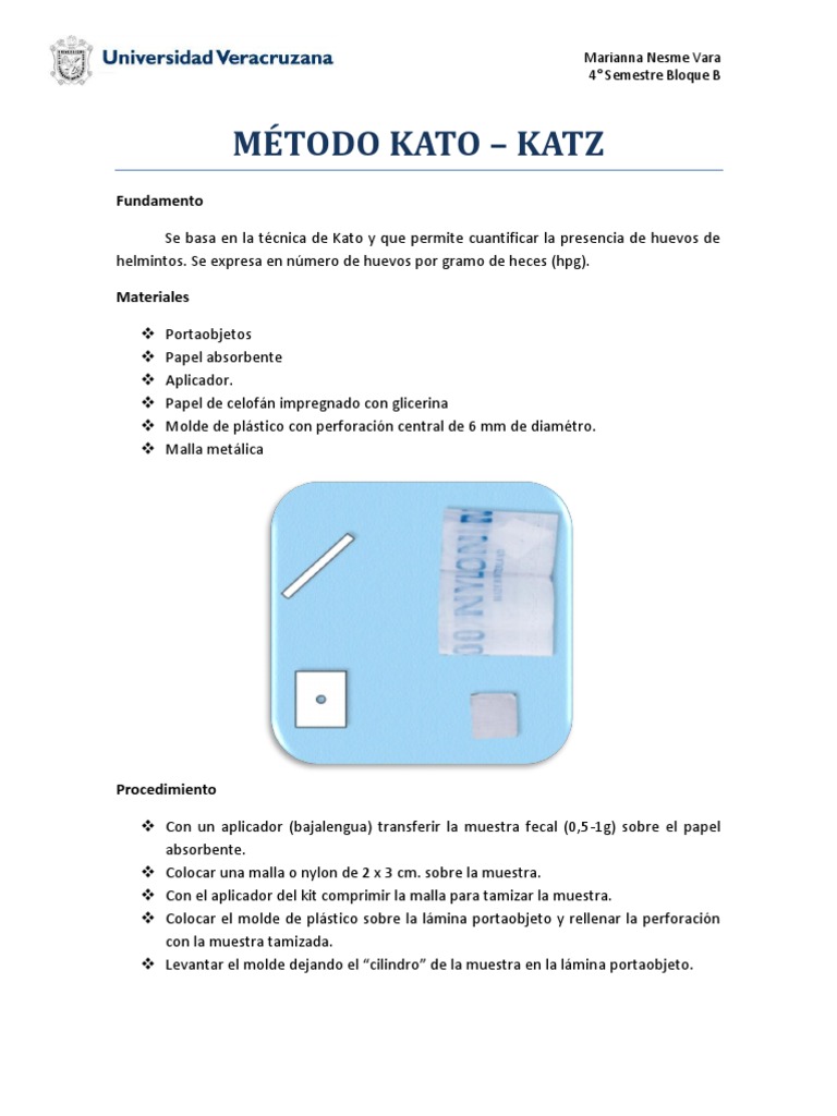 Método Kato-Katz: Procedimiento y Fundamento | PDF