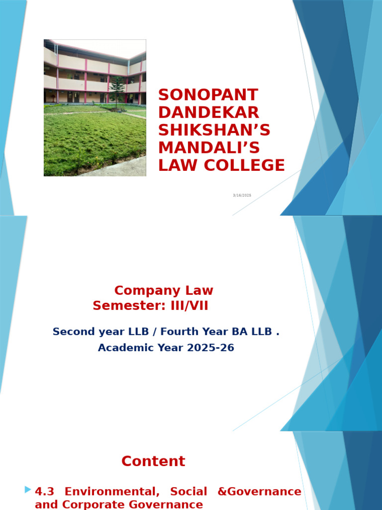 12.s y LLB Fourth Year Ba LLB 2025-26 Module 4.3 Esg and CG | PDF ...