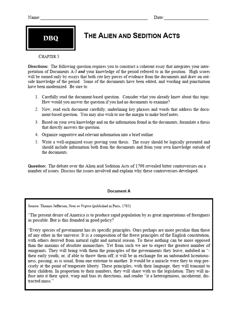 Controversies of the Alien and Sedition Acts | PDF | Thomas Jefferson ...